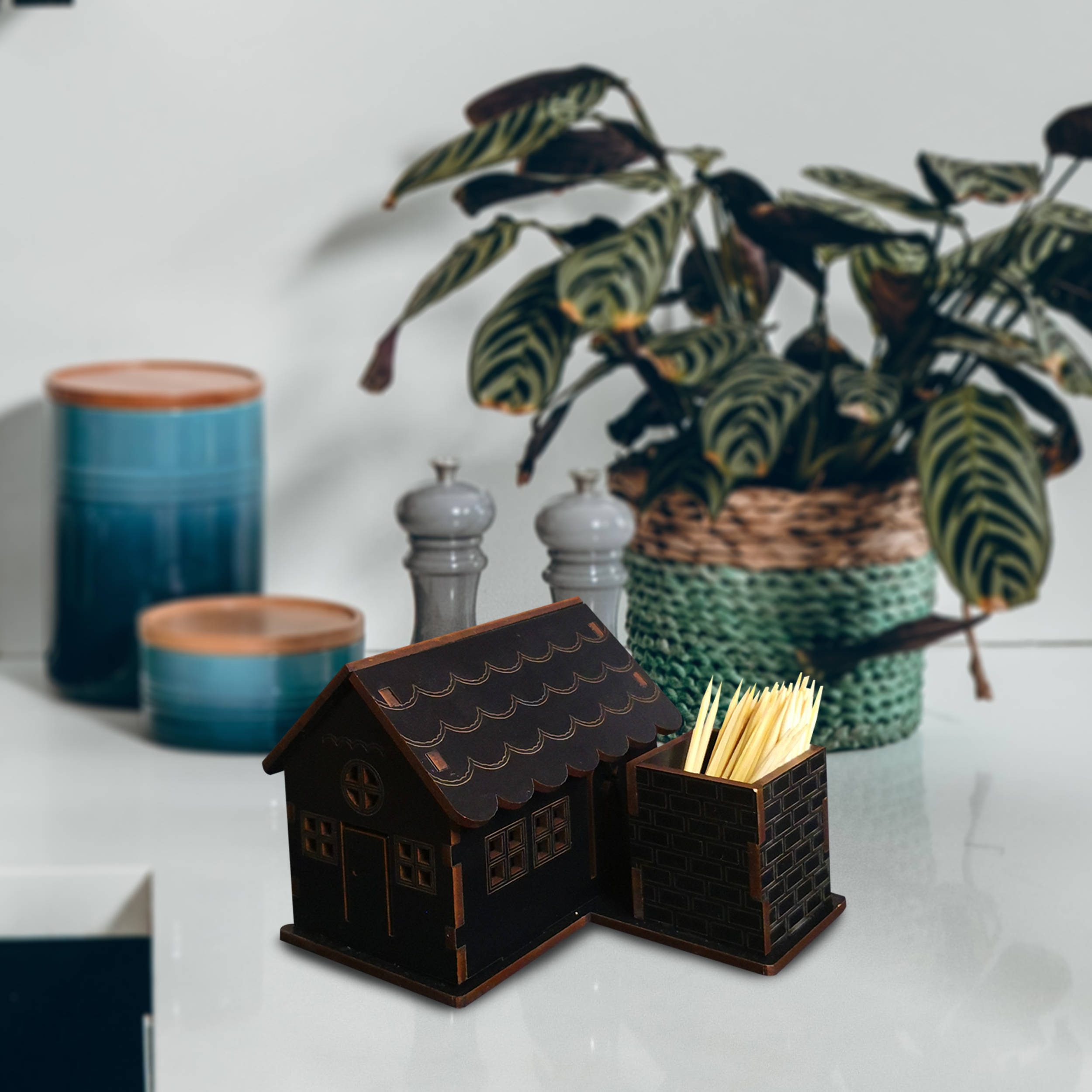Wooden Toothpick Holder with Cottage Design for Your Table - ShopiPersia