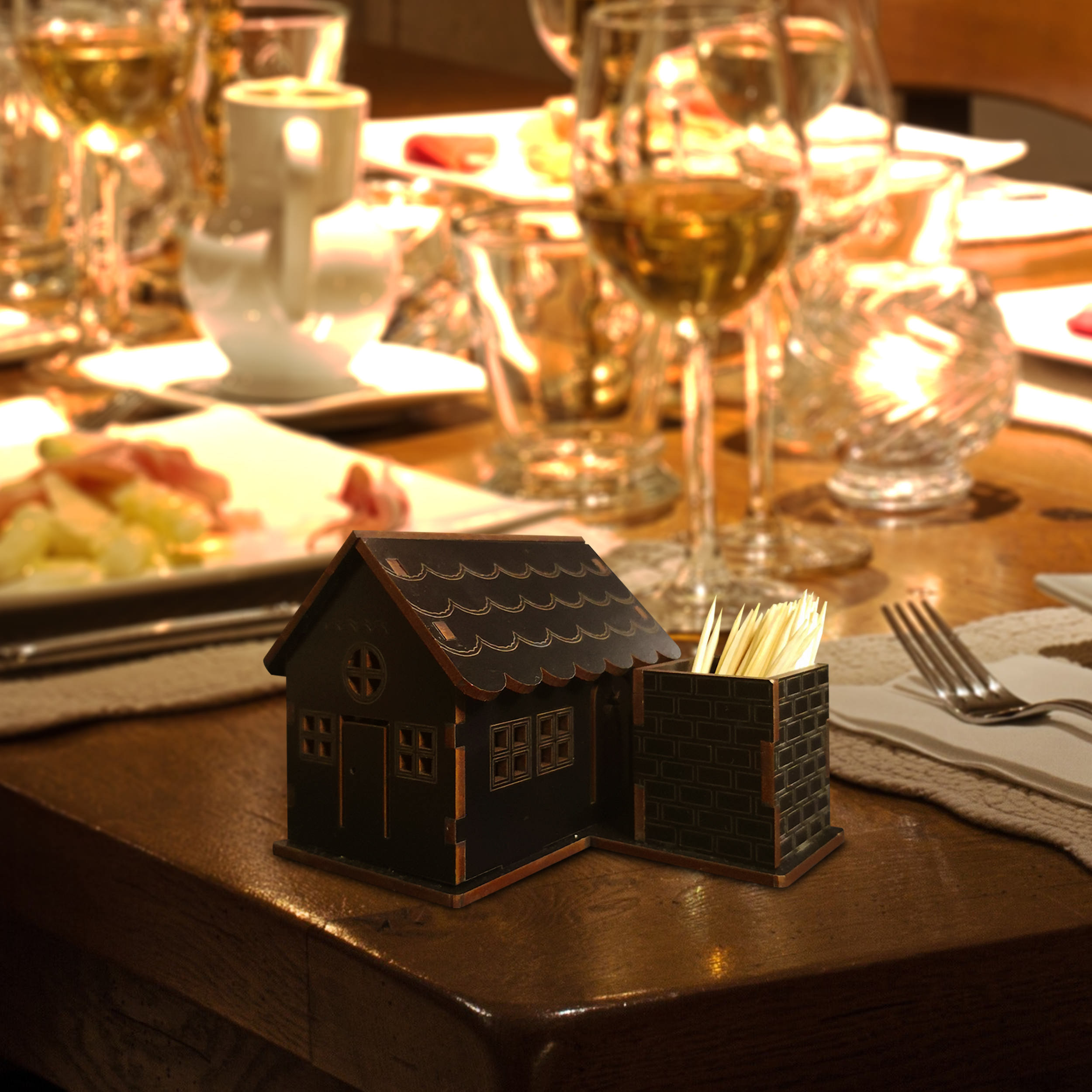 Wooden Toothpick Holder with Cottage Design for Your Table - ShopiPersia