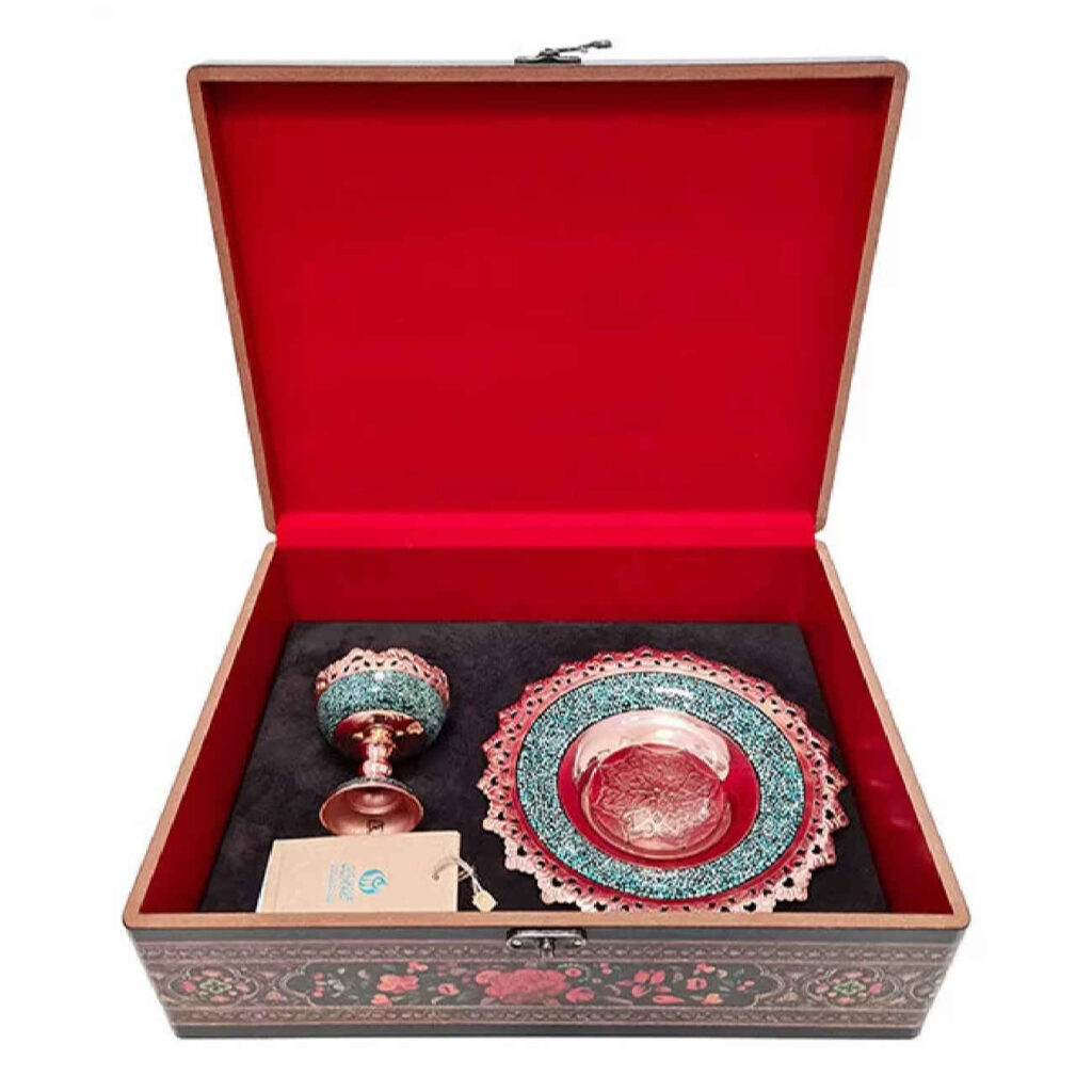 Treasured Persian Artisanal Gift Set Turquoise Inlay Plate & Nut Bowl ...