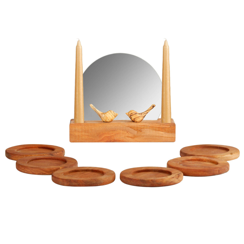 Wooden Haft Seen Set for Nowruz Festivities Bird Design Round - ShopiPersia