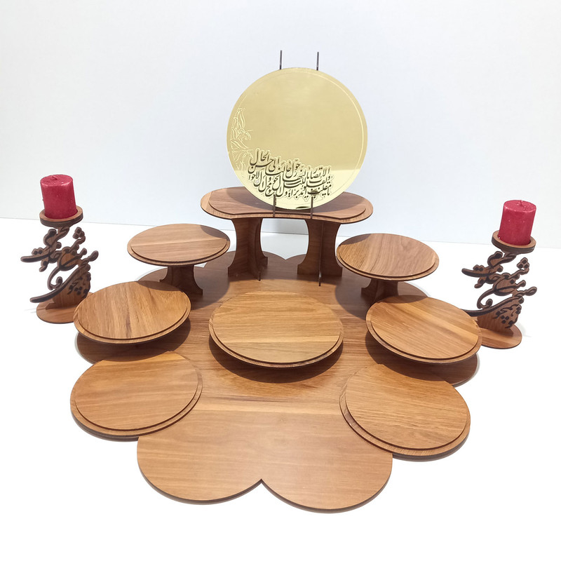 Wooden Haft Seen Set for Nowruz Festivities with Calligraphy Candle ...