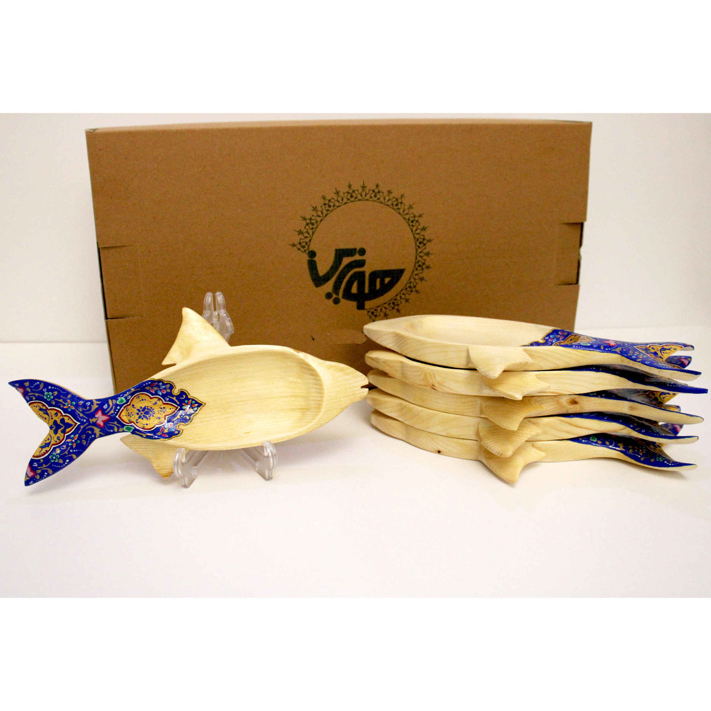 Wooden Haft Seen Set for Nowruz Traditional Fish Design - ShopiPersia
