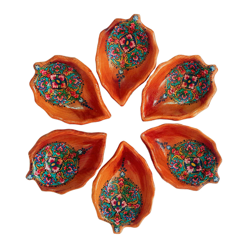 Wooden Haft Seen Set for Nowruz Traditional Leaf Design - ShopiPersia