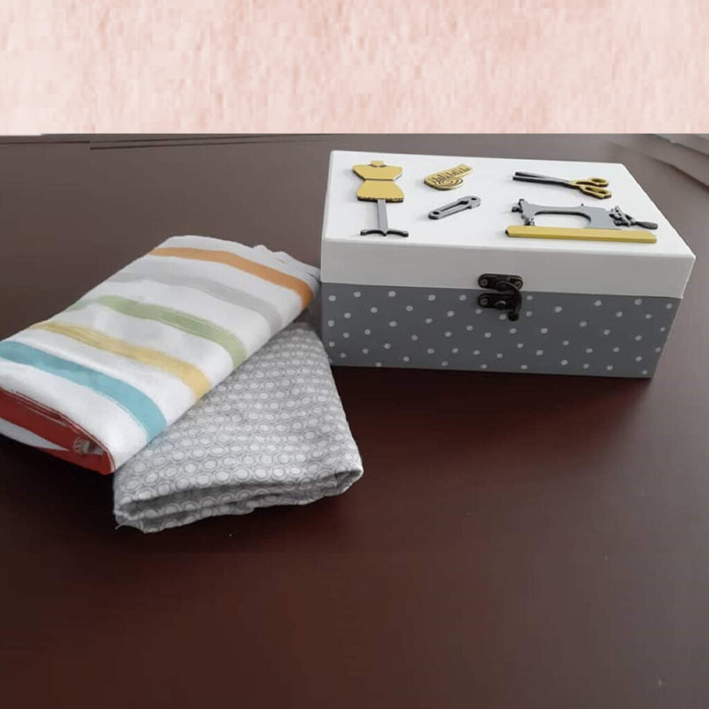 Wooden Sewing Box with 3 Compartment Gray - ShopiPersia