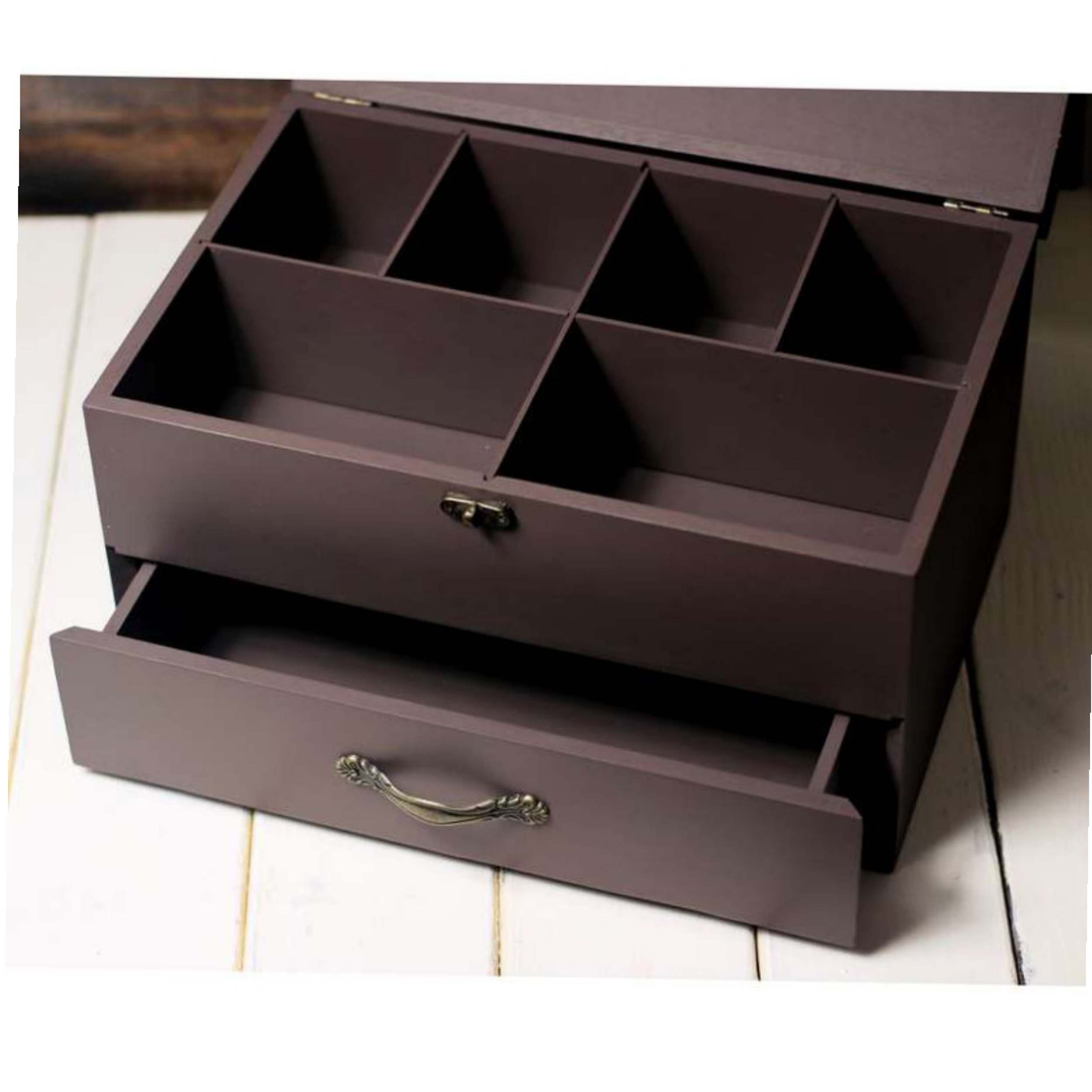 Wooden Sewing Box with Decorative Printed Design - ShopiPersia