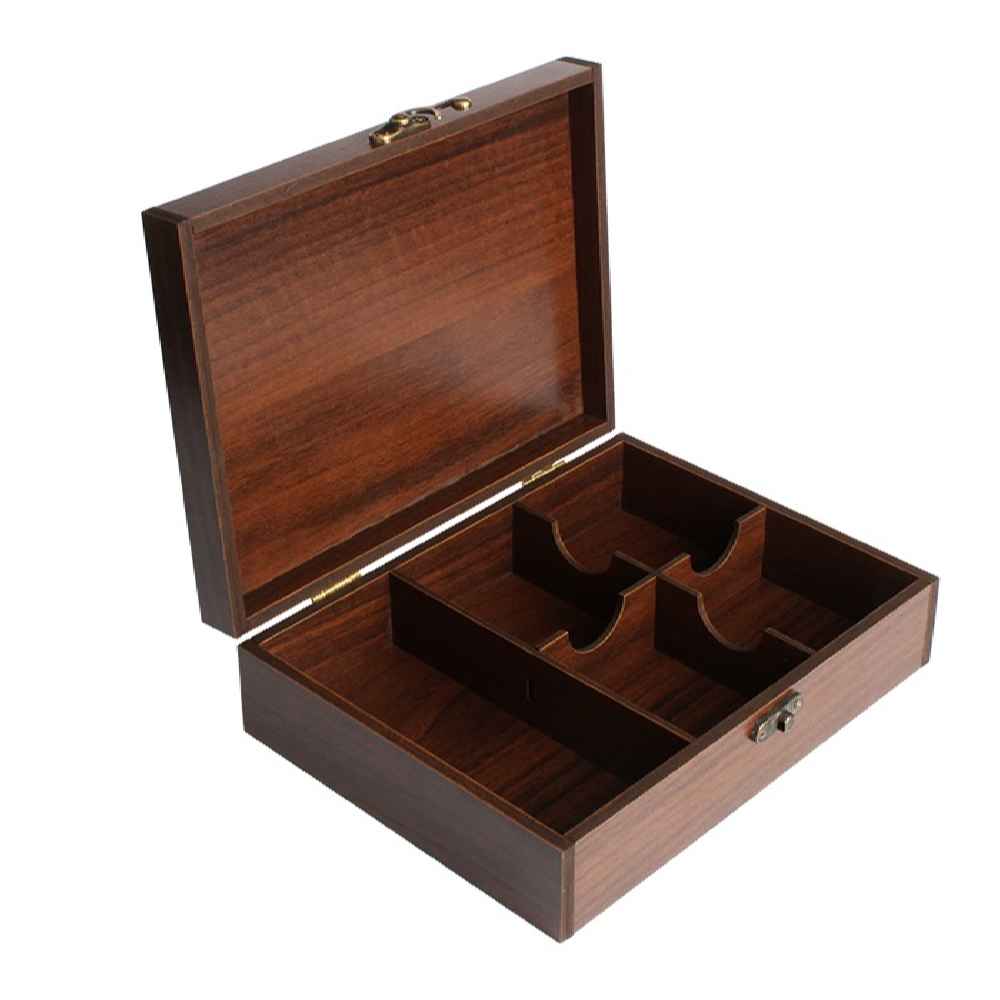 Wooden Tea Bag Organizer Box 4-Compartment Traditional Design - ShopiPersia