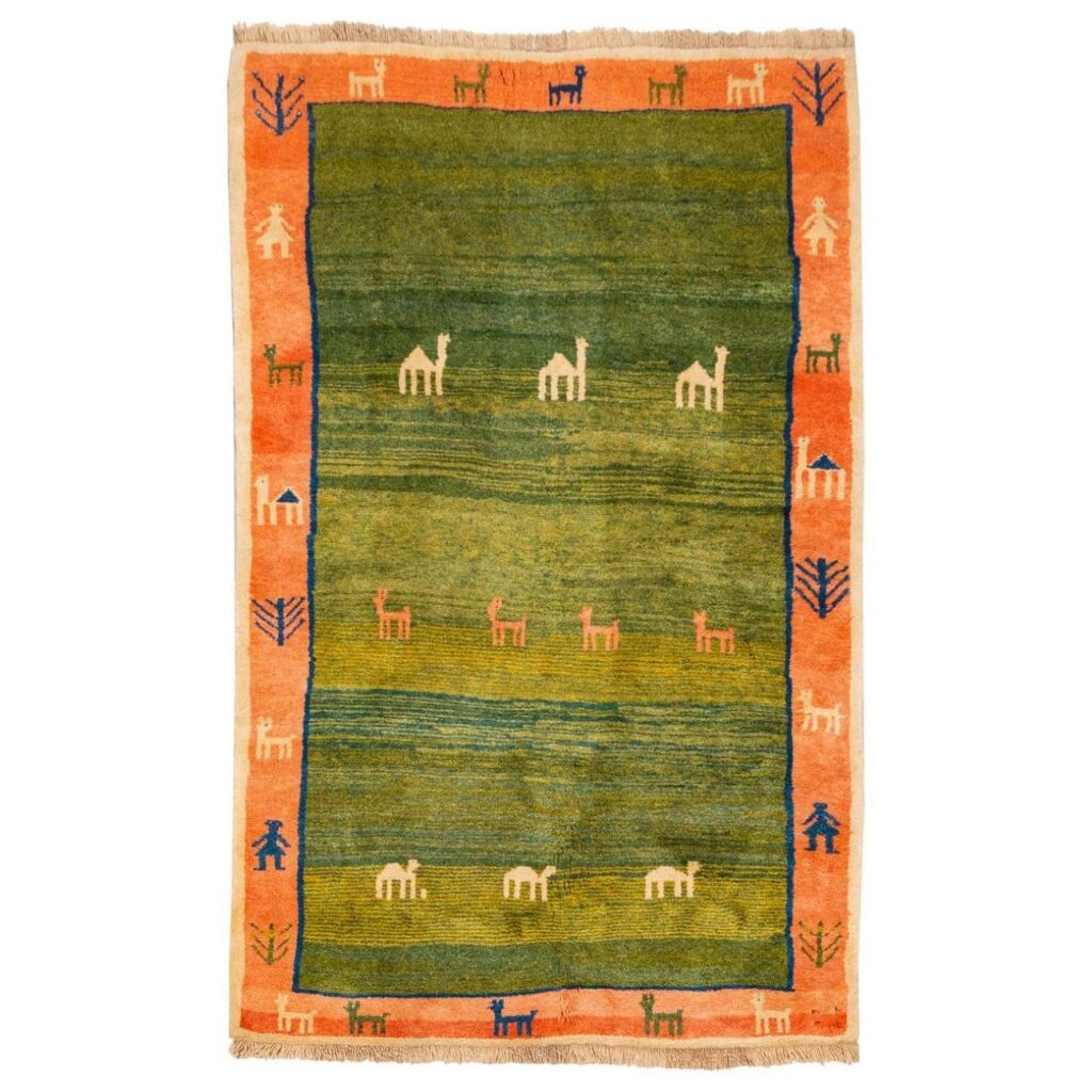 Genuine Persian Gabbeh Rug with Wool Handwoven in Fars Geometric ...