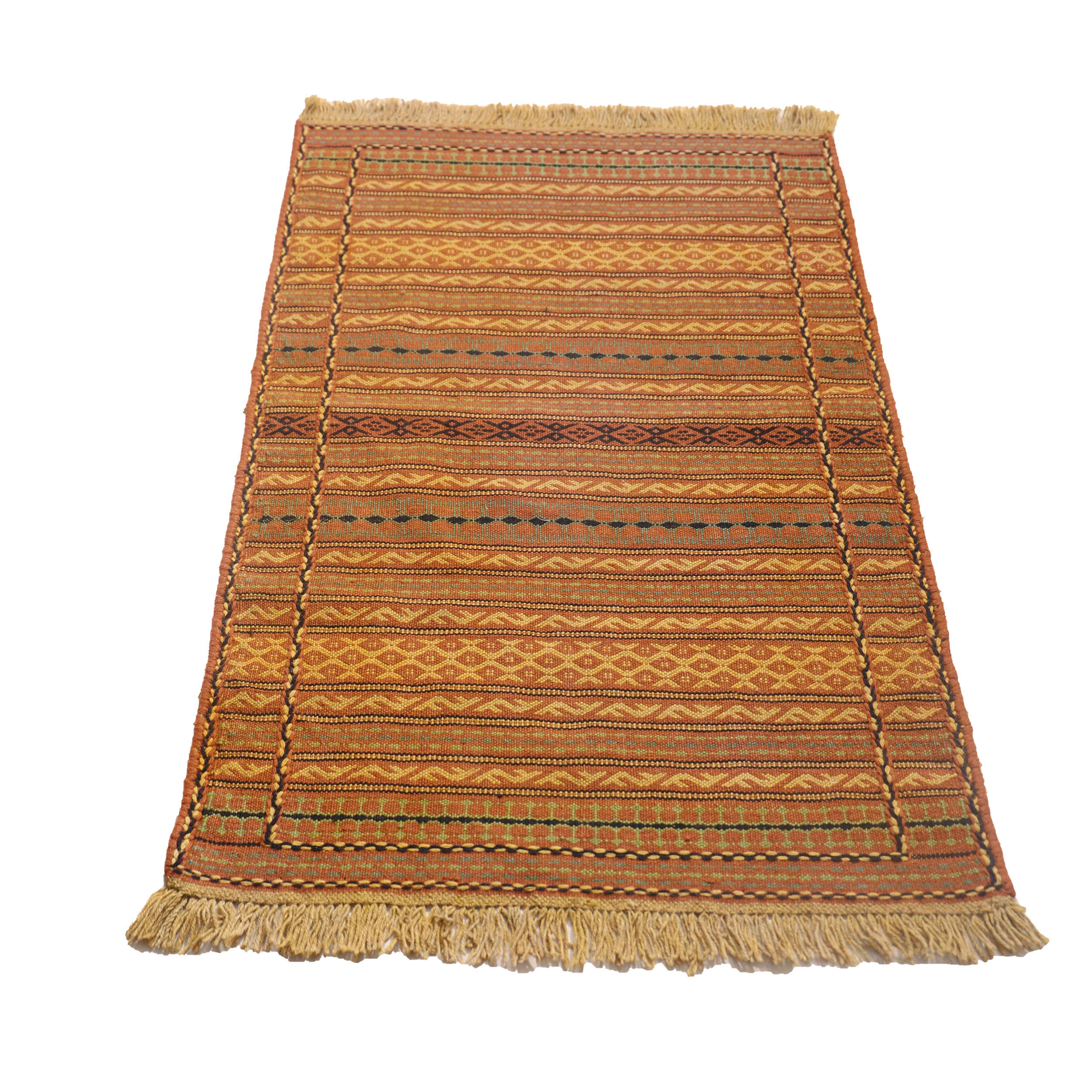 Original Persian Wool Kilim Rug Handwoven in Khorasan Striped - ShopiPersia