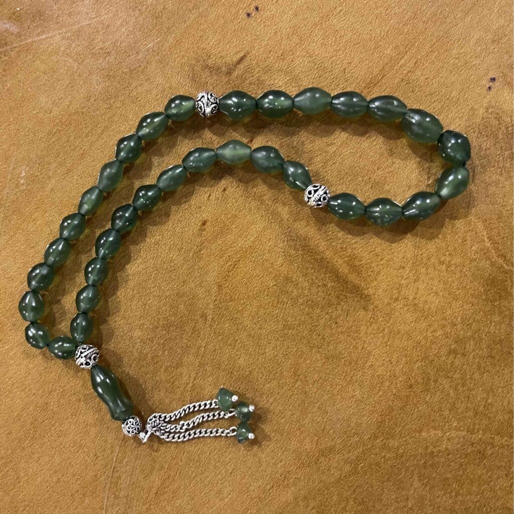 Persian Rosary Prayer Beads Islamic Tasbih Silver & Serpentine Stone ...