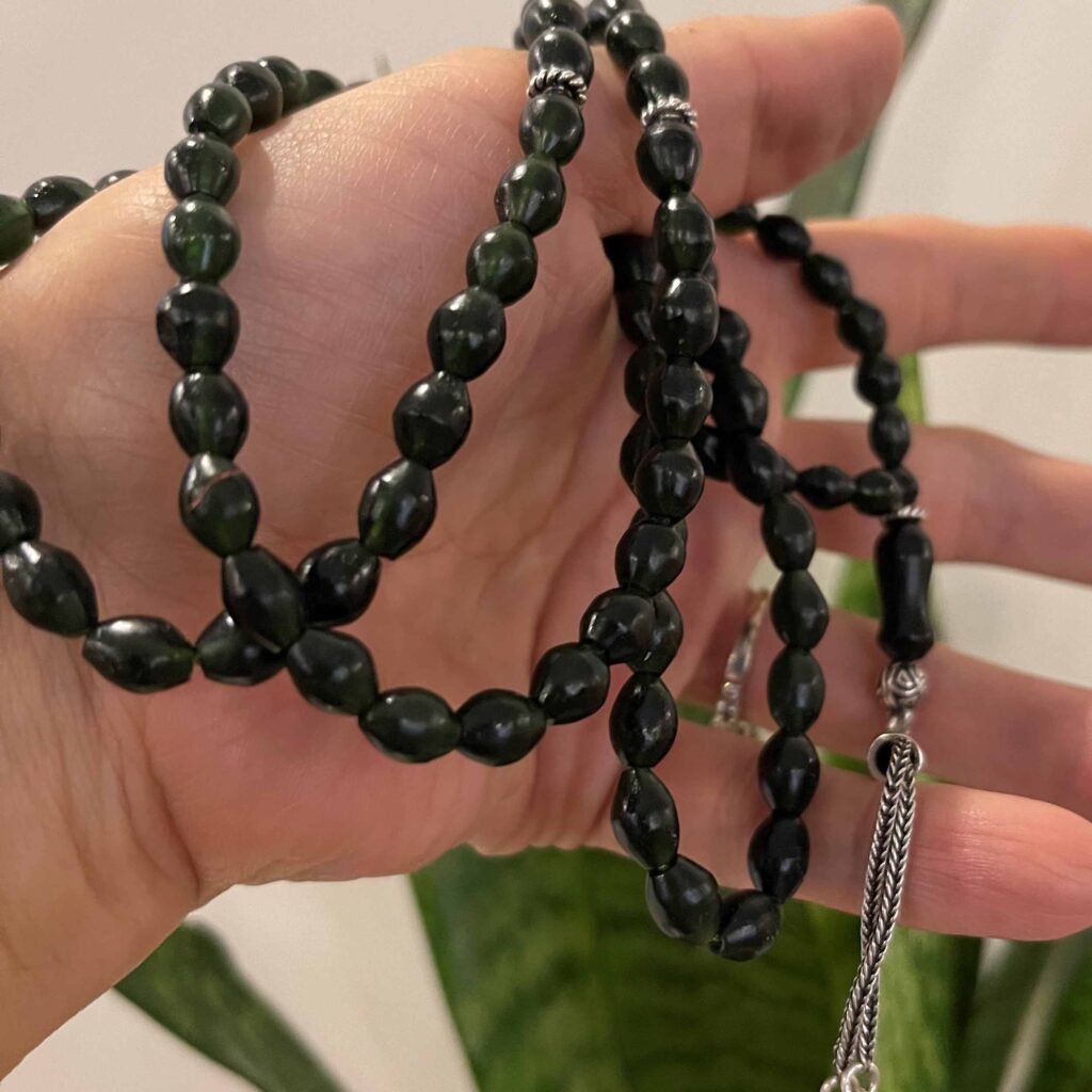 Persian Rosary Prayer Beads Islamic Tasbih Silver & Shah Maghsoud Stone ...
