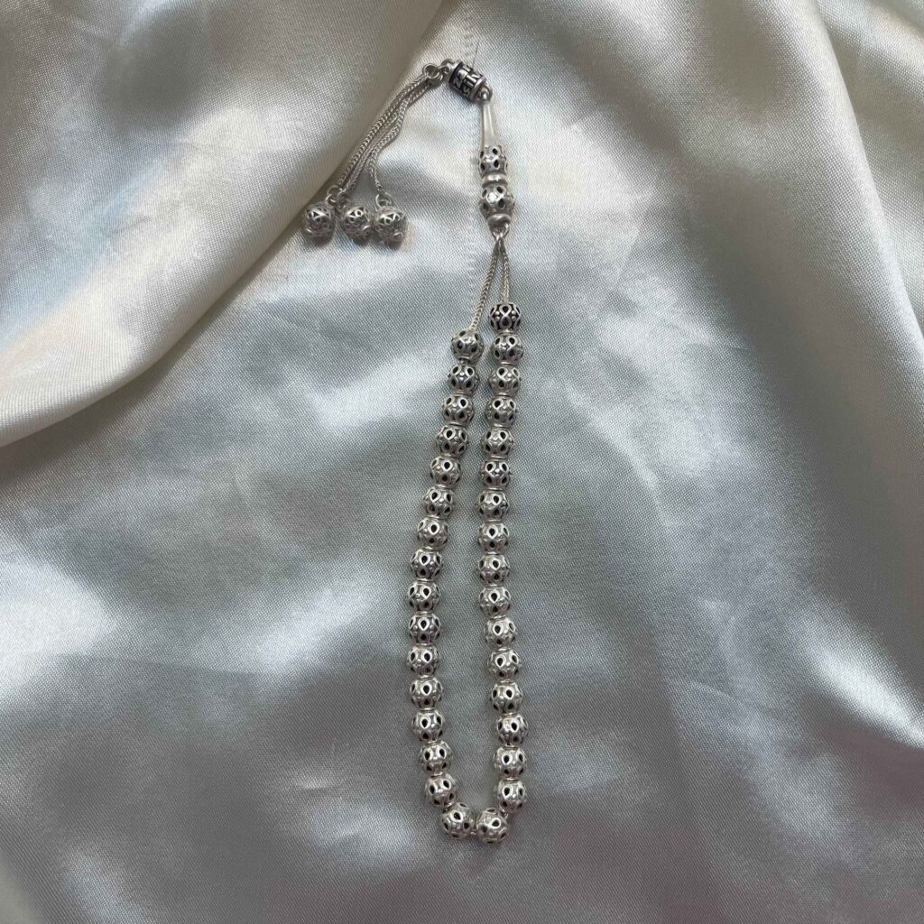 Persian Silver Rosary Prayer Beads Islamic Tasbih Hamid - ShopiPersia