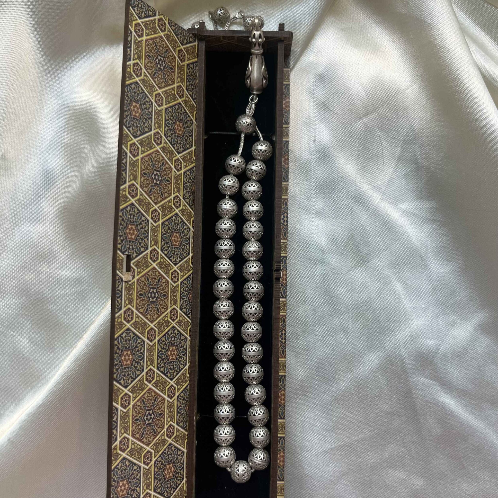 Persian Silver Rosary Prayer Beads Islamic Tasbih Hamid - ShopiPersia