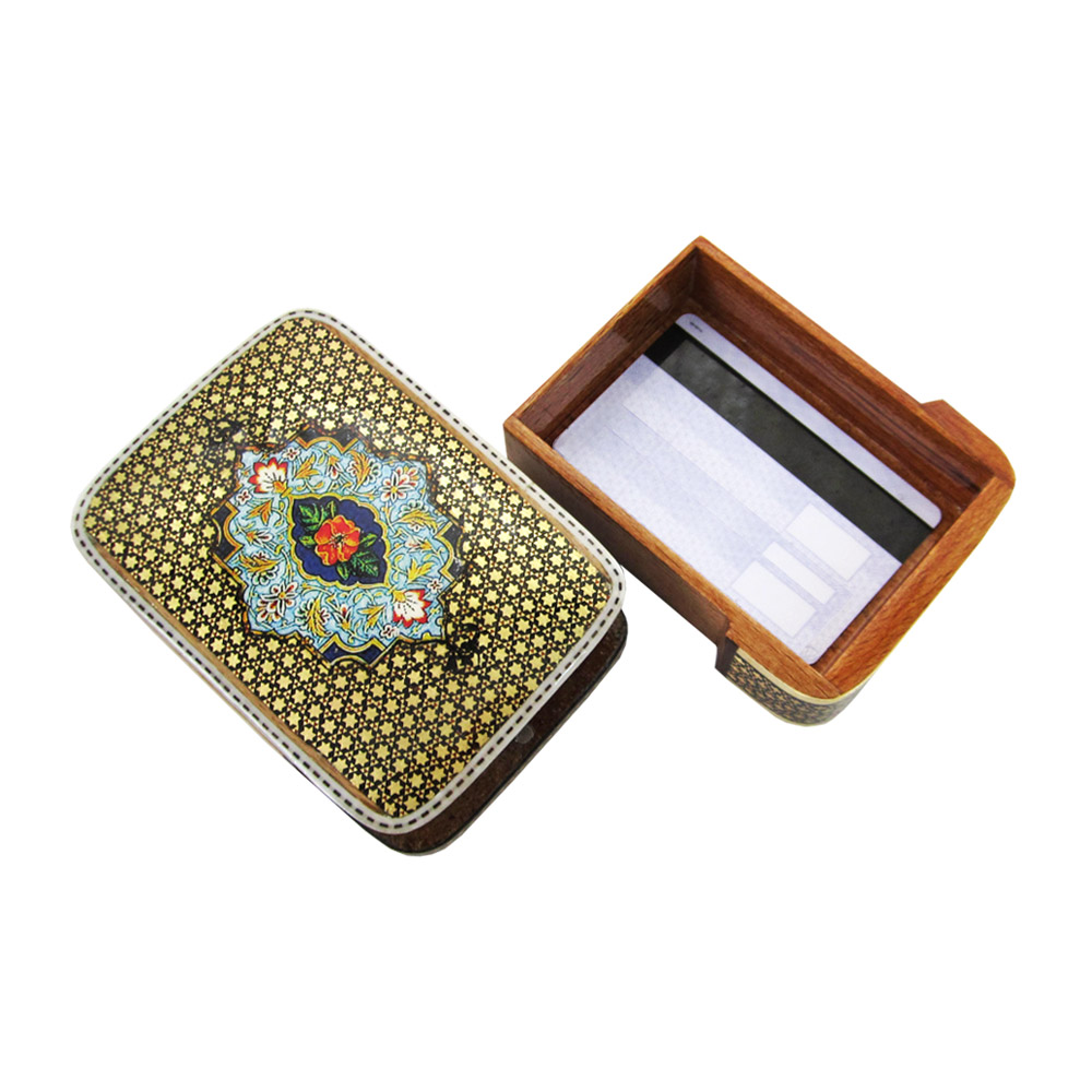 Persian Wooden Playing Card Box - Khatam Enameled with Magnetic Closure
