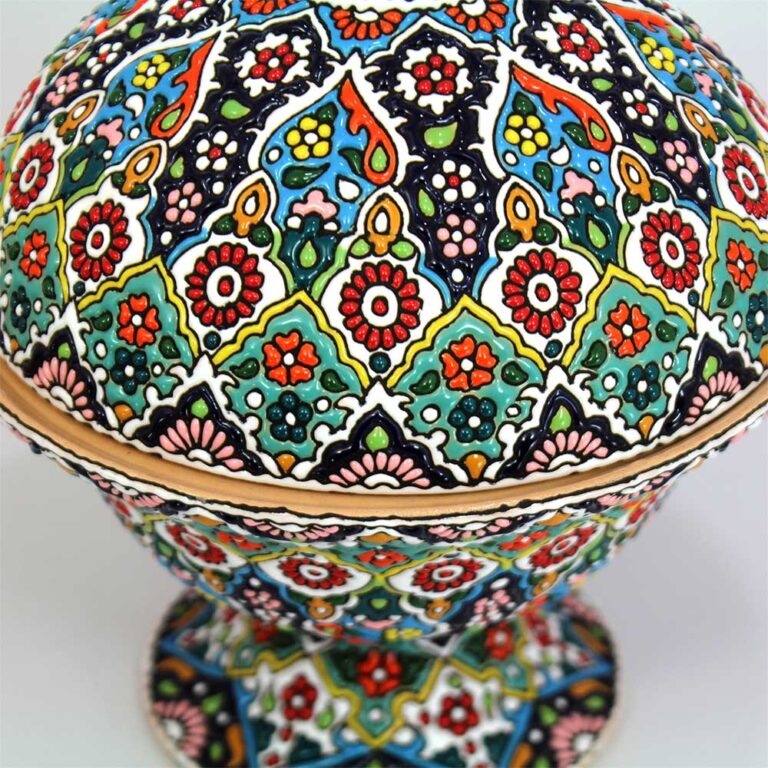 Pottery Sugar Bowl Handcrafted with Intricate Persian Minakari Art ...