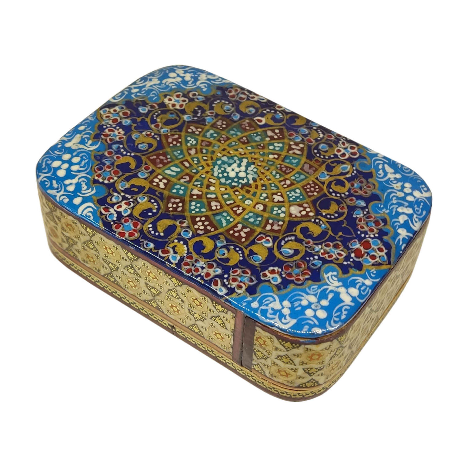 Persian Wooden Playing Card Box - Khatam Enameled Artistic