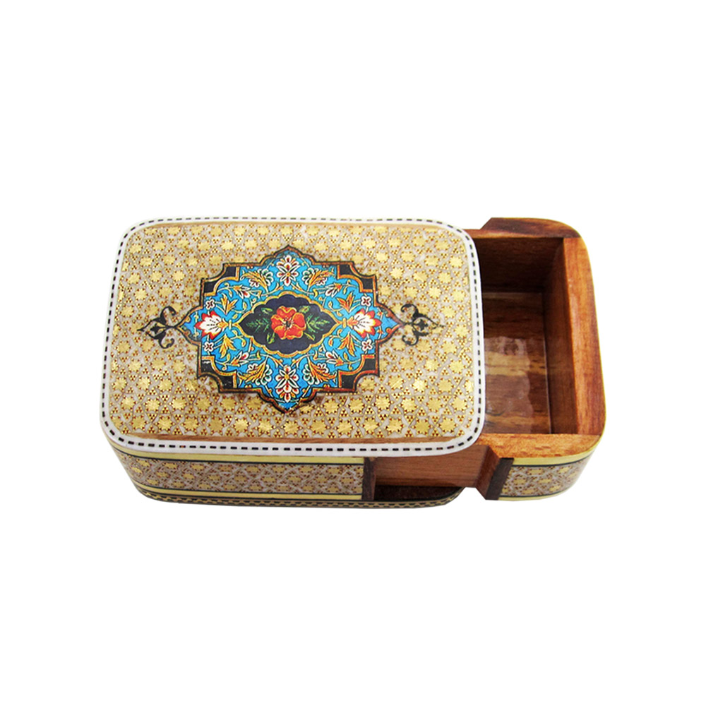 Persian Wooden Playing Card Box - Khatam Enameled with Magnetic Closure
