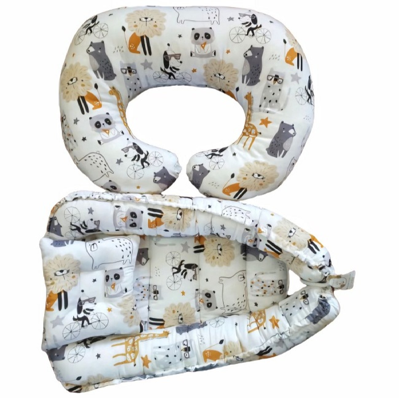 3 Piece Cotton Baby Nest Set with Animal Design - ShopiPersia