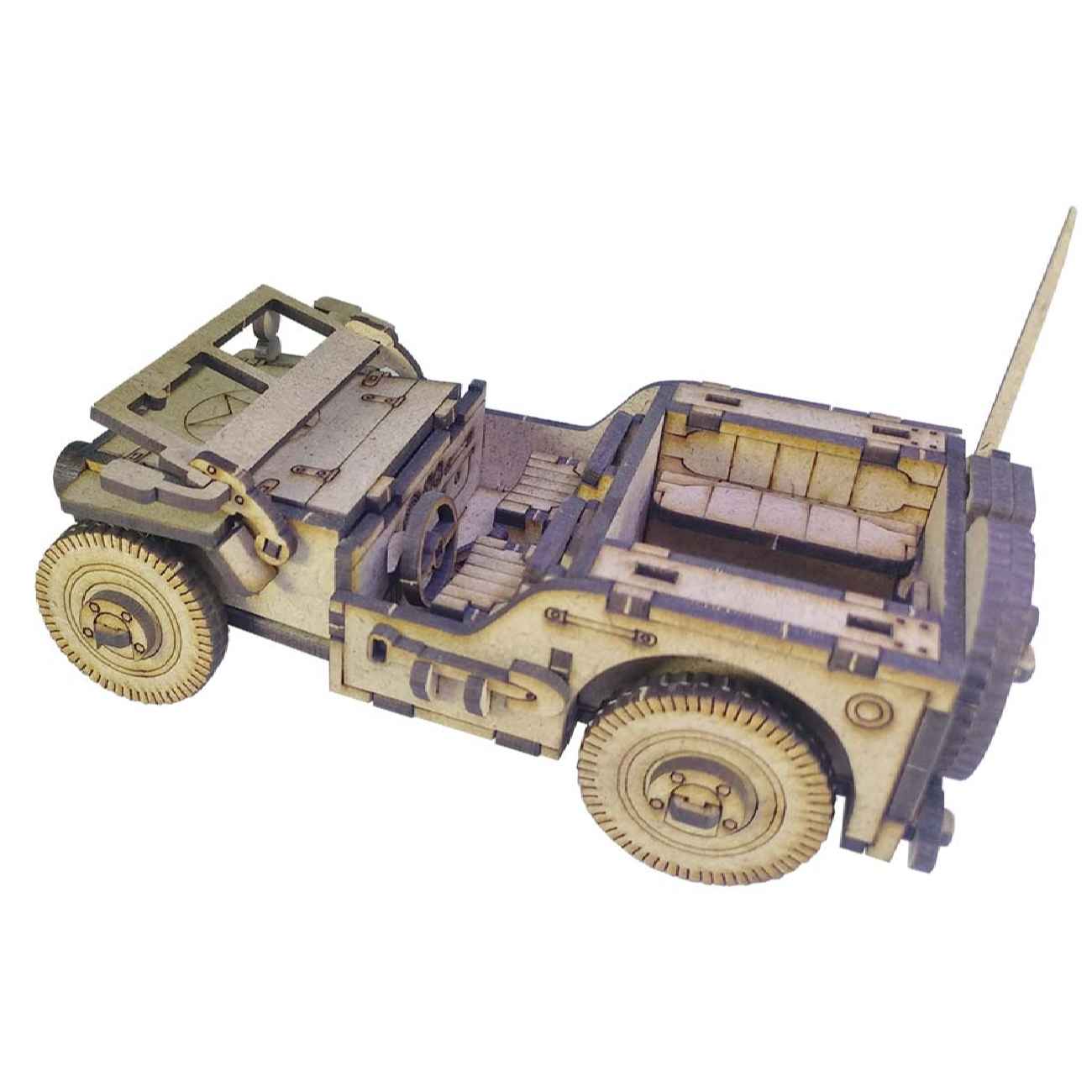 78-Piece Wooden 3D Puzzle Model Kit - Military Jeep - ShopiPersia