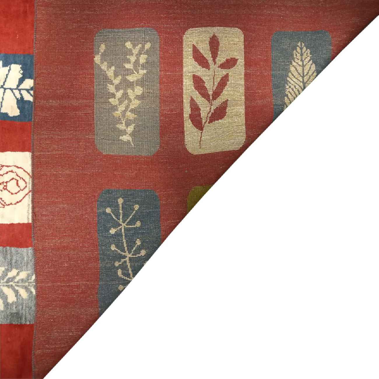 Authentic Handwoven Persian Pictorial Gabbeh Rug - Leaf Motifs Red Wool ...