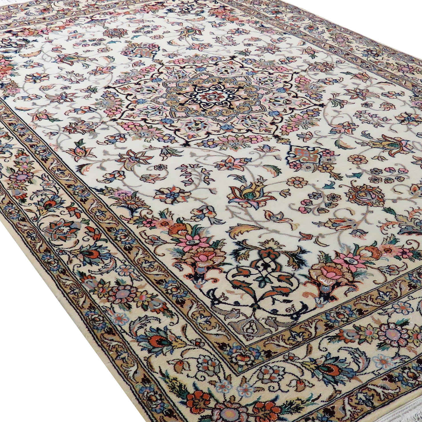 Authentic Persian Silk Carpet Hand-Knotted in Nain Lachak Toranj ...