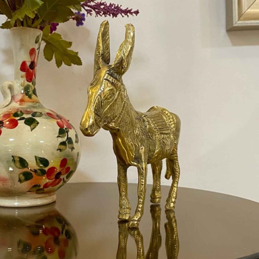 Decorative Brass Donkey Figurine - Rustic Farm Decor - ShopiPersia