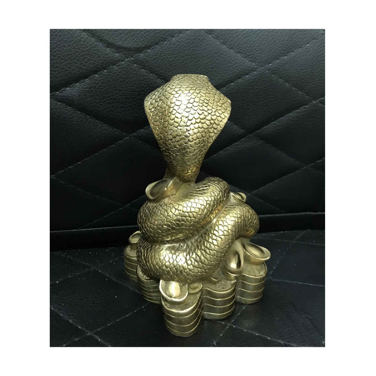 Decorative Brass Snake Coiled on Money Figurine - Symbolic Reptile Art ...