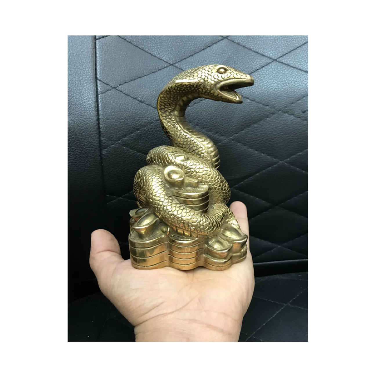 Decorative Brass Snake Coiled on Money Figurine - Symbolic Reptile Art ...