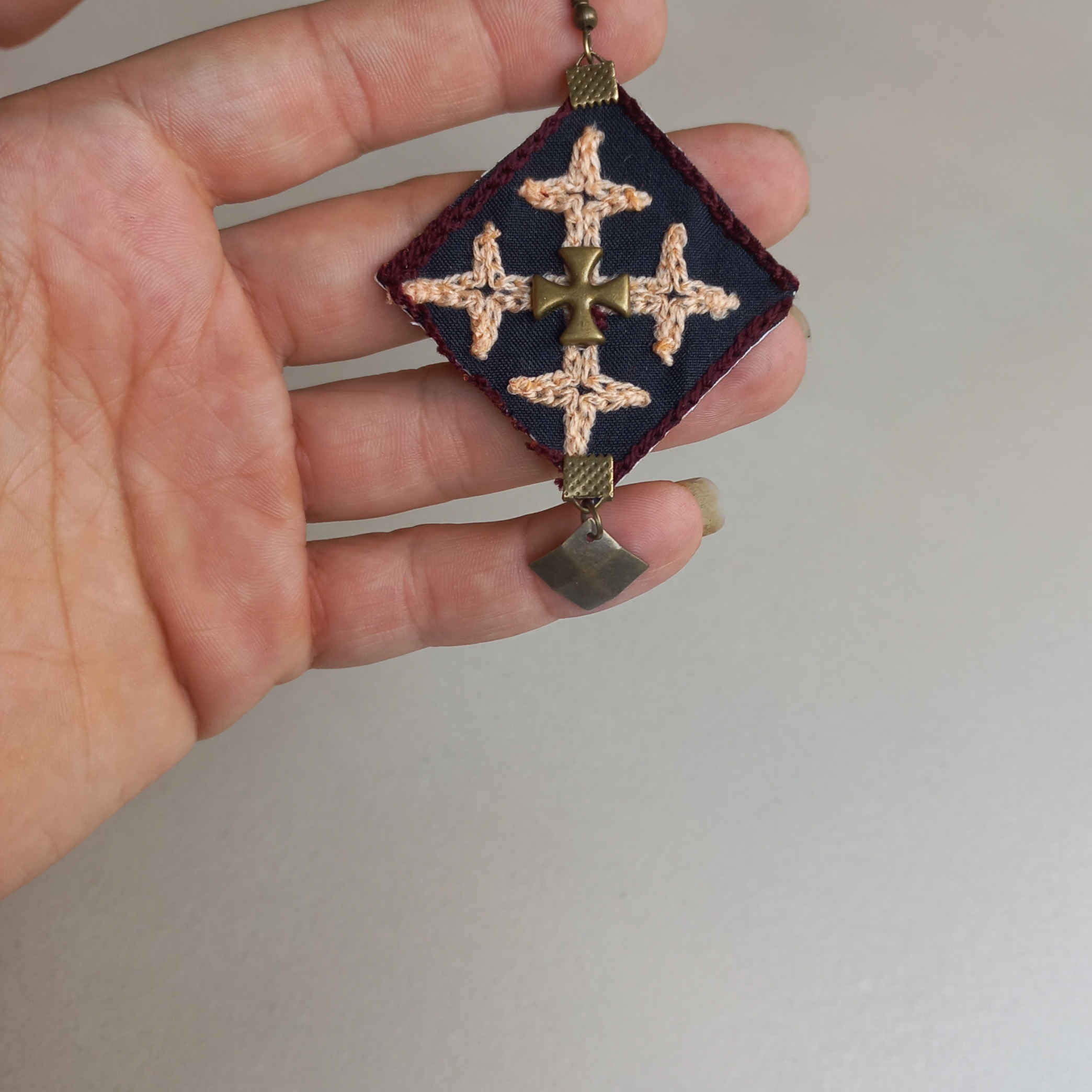 Persian Embroidered Earrings Traditional Needlework with Pendant ...