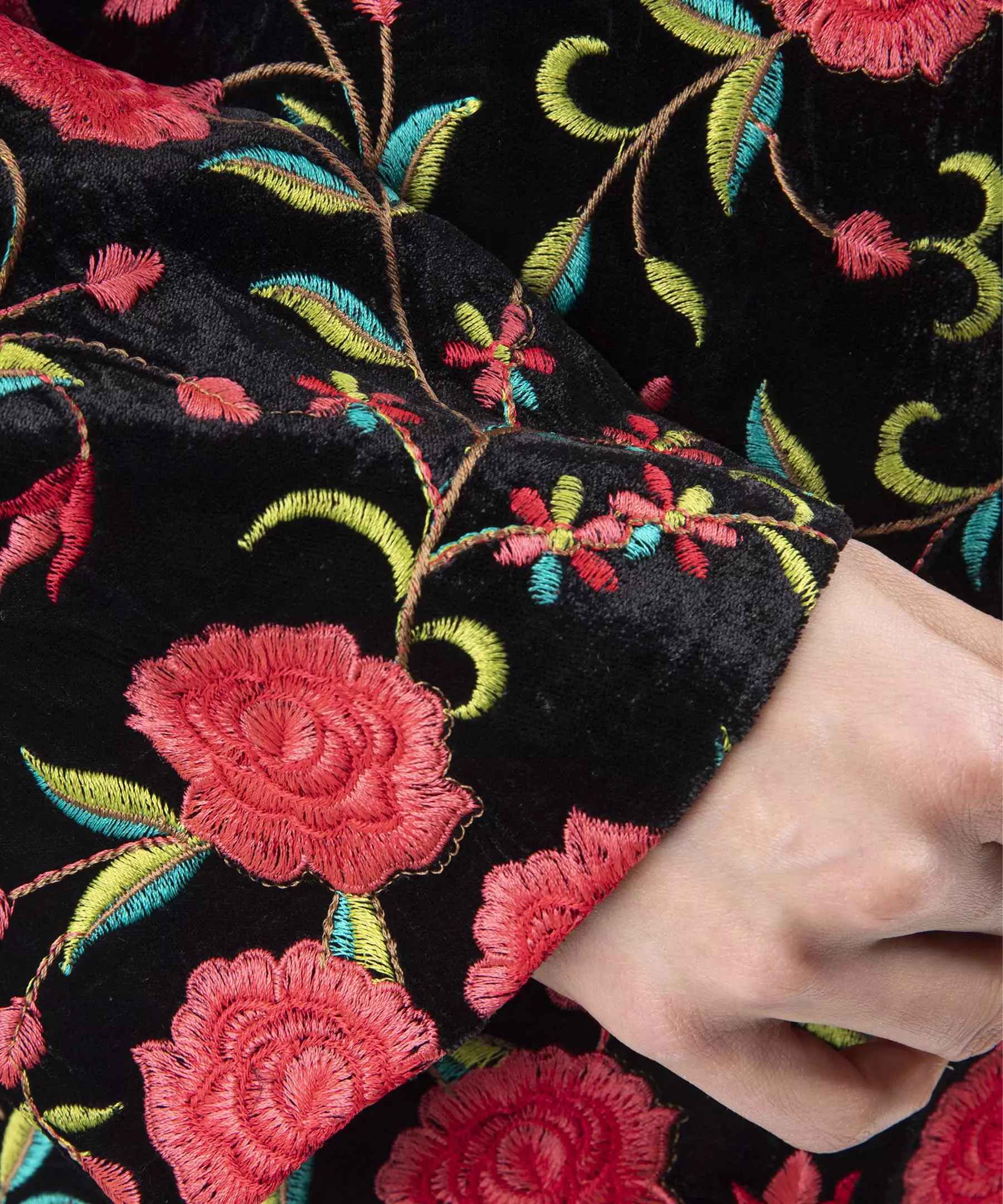 Persian Embroidered Women's Manto with Floral Design - ShopiPersia