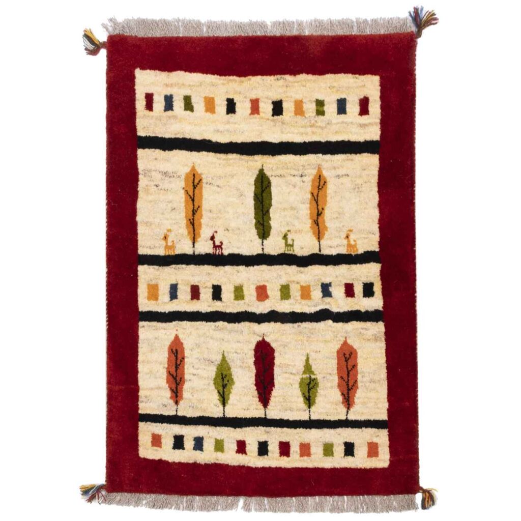 Persian Gabbeh Wool Rug Handwoven in Fars with Animal Motifs - ShopiPersia