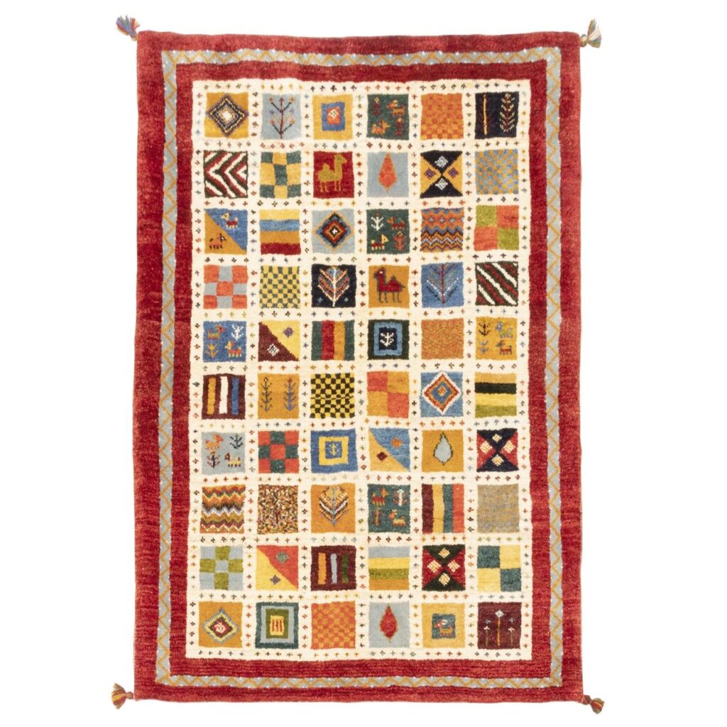 Persian Gabbeh Wool Rug Handwoven with Animal Motifs Lion - ShopiPersia
