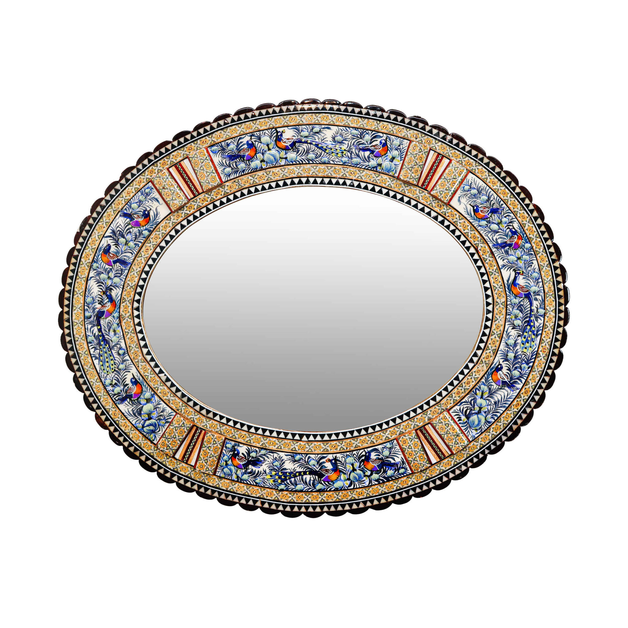 Persian Wooden Mirror Frame – Khatamkari Ellipse Model - ShopiPersia