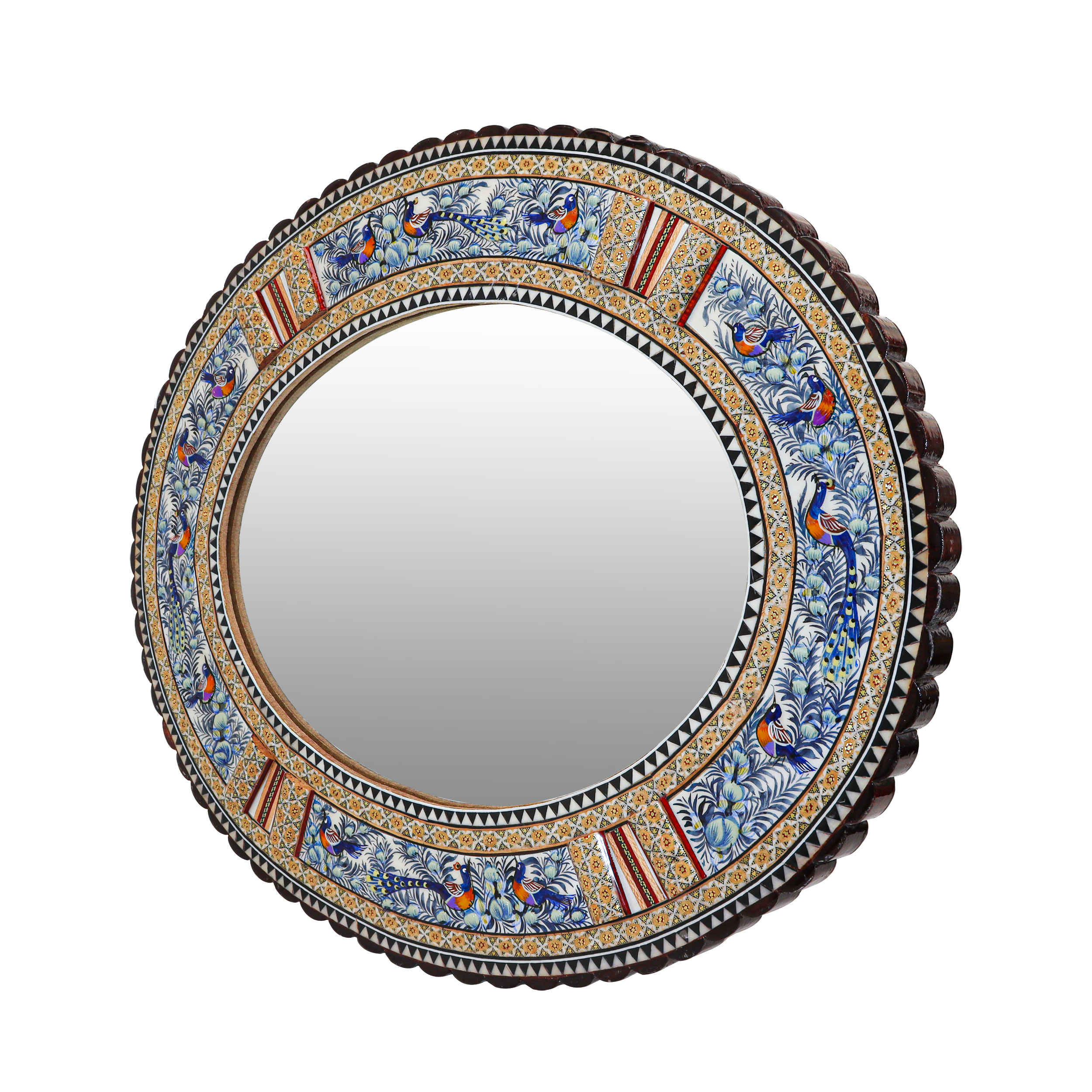 Persian Wooden Mirror Frame – Khatamkari Ellipse Model - ShopiPersia