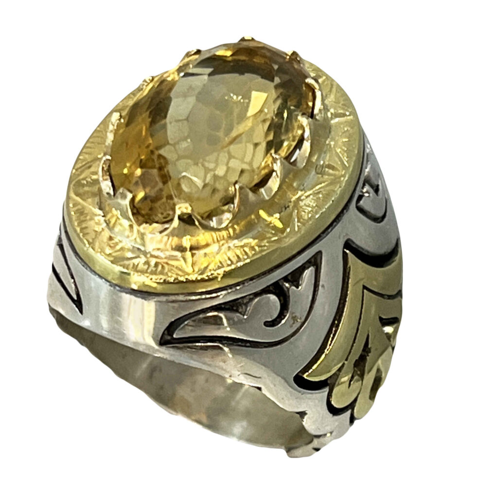 Islamic Silver Ring with Hadid Hematite for Men Maahin - ShopiPersia
