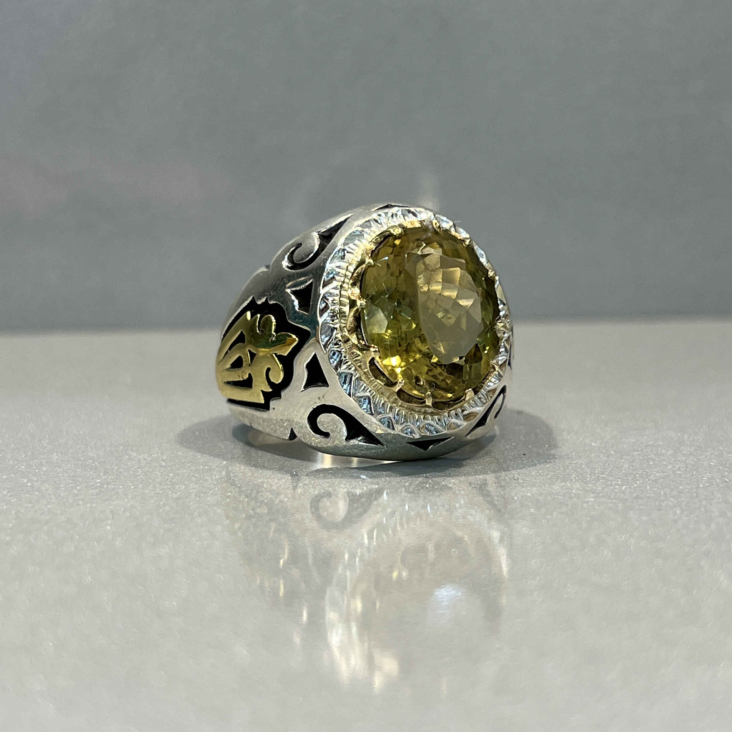 Persian Yellow Citrine Silver Ring for Men Tirdad