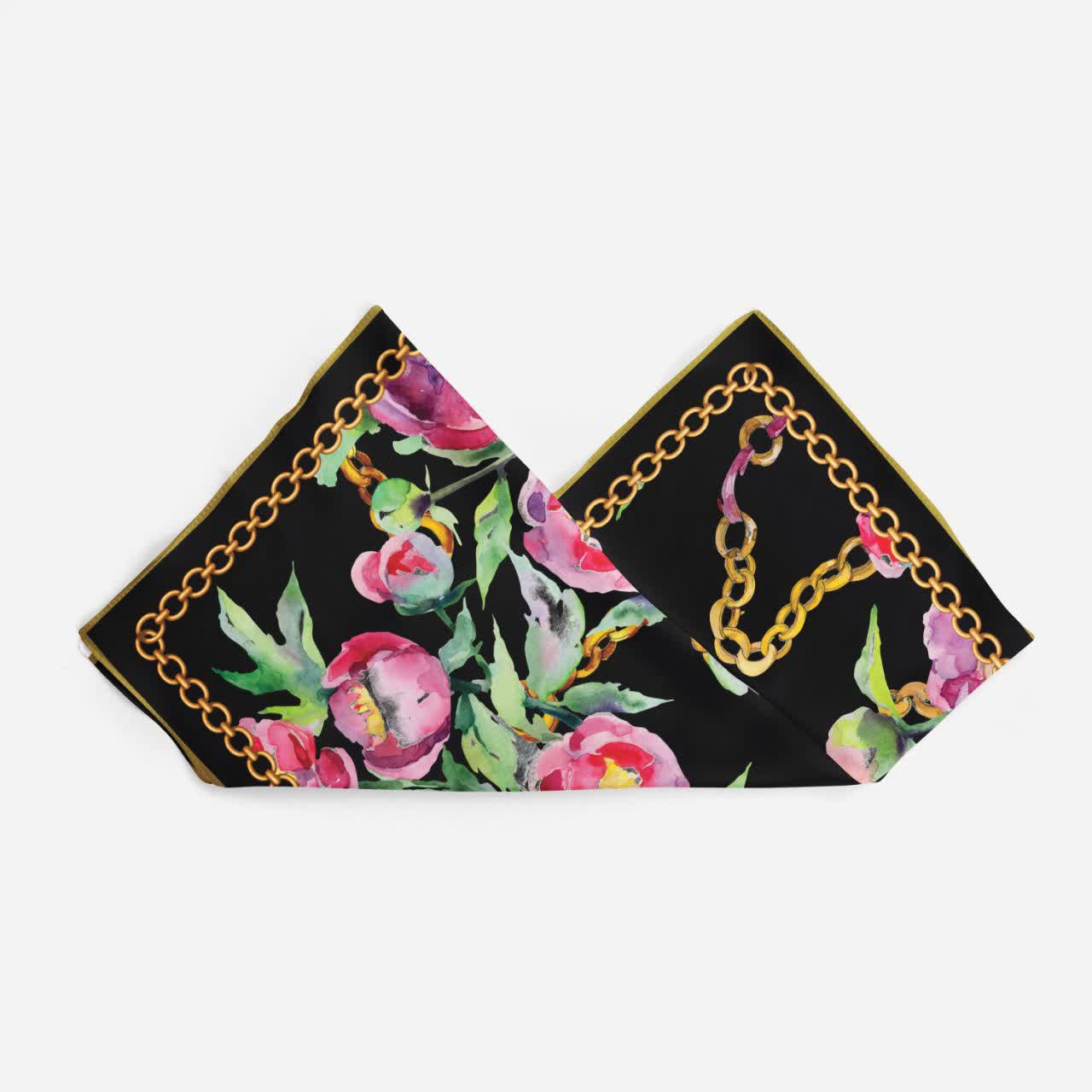 Women's Scarf - Black Floral Design for All Seasons - ShopiPersia