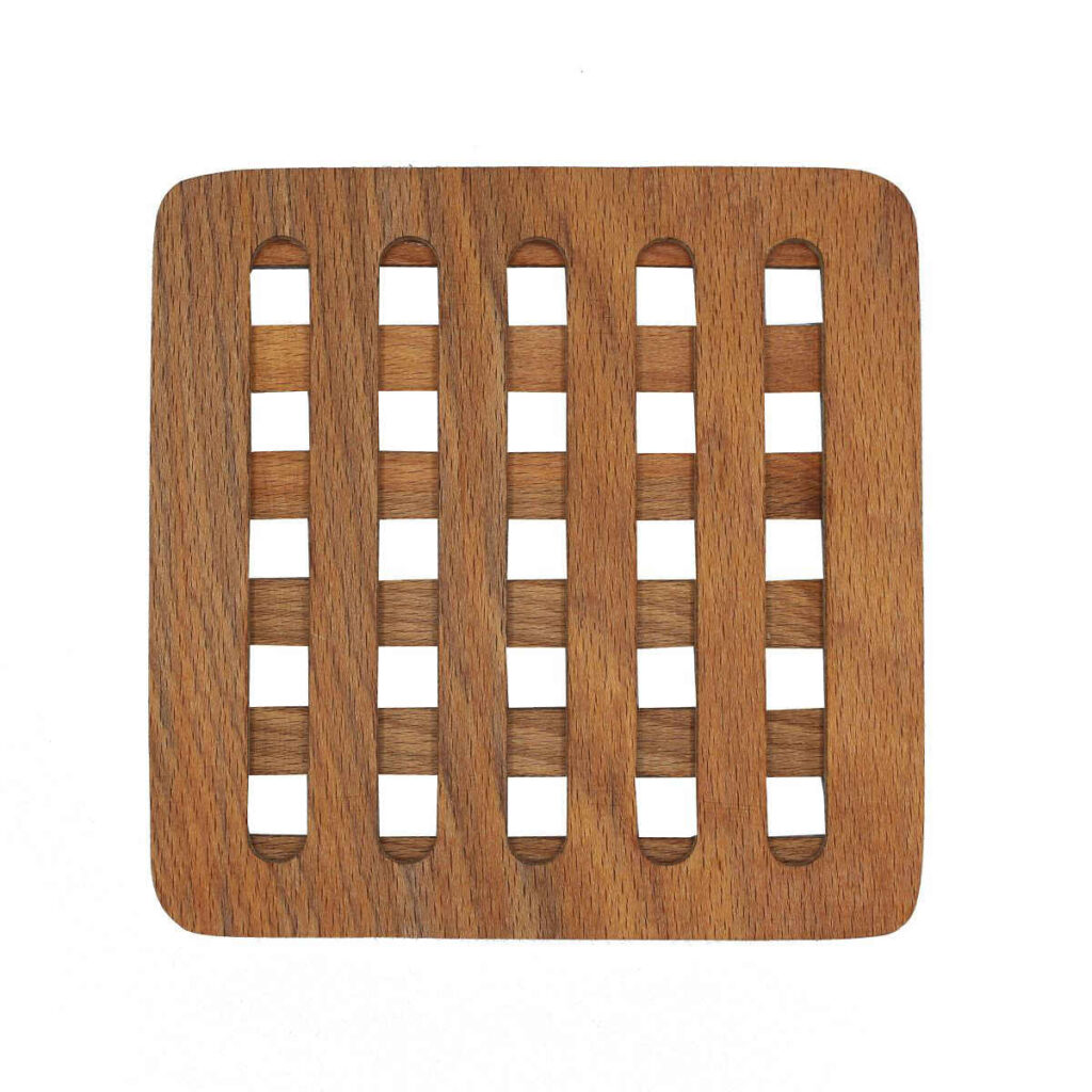 Handmade Teak Wood Trivet - Square Hot Pot Stand - ShopiPersia