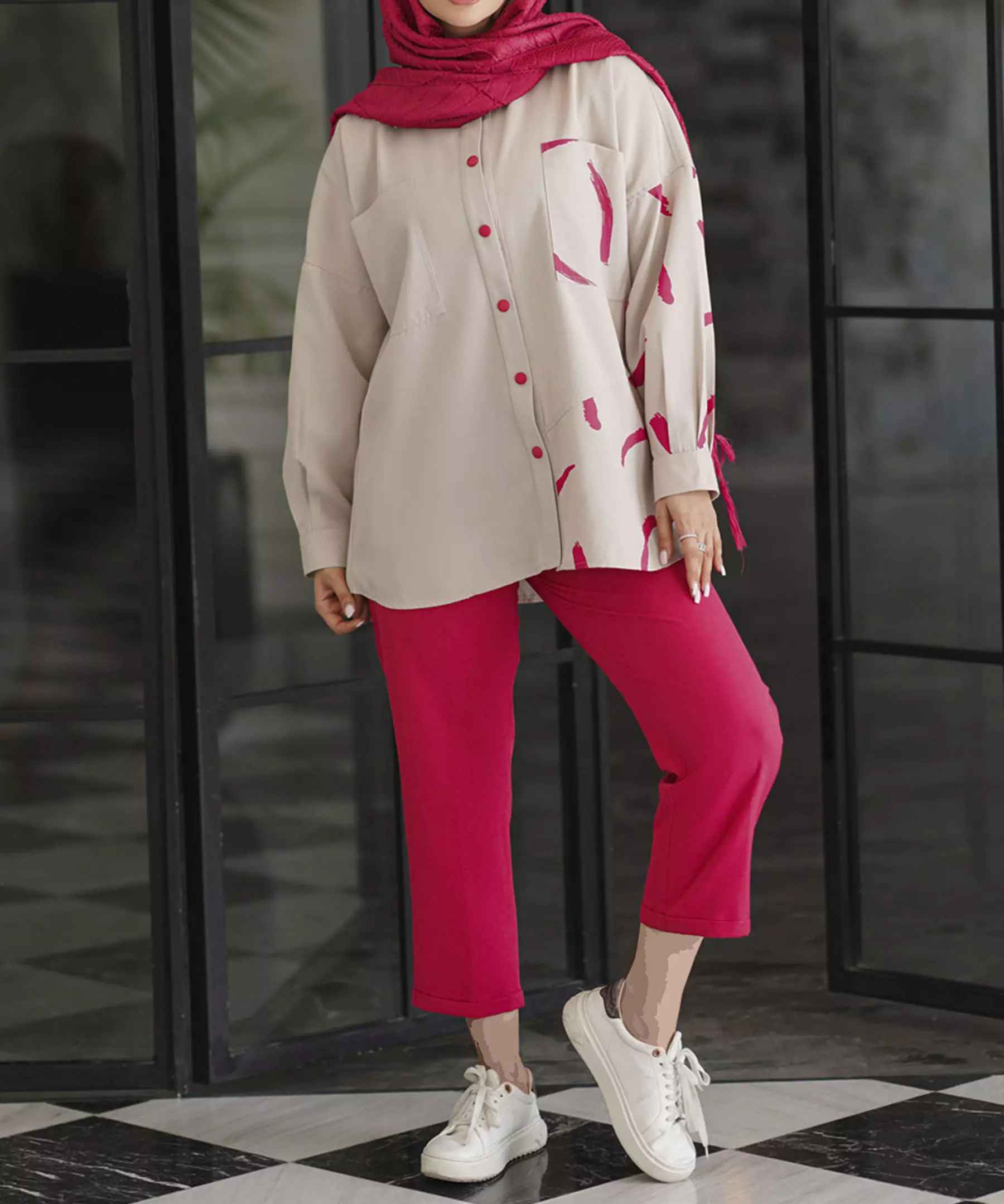 Women's Manto & Pants Set with Two Pockets on the Chest - ShopiPersia