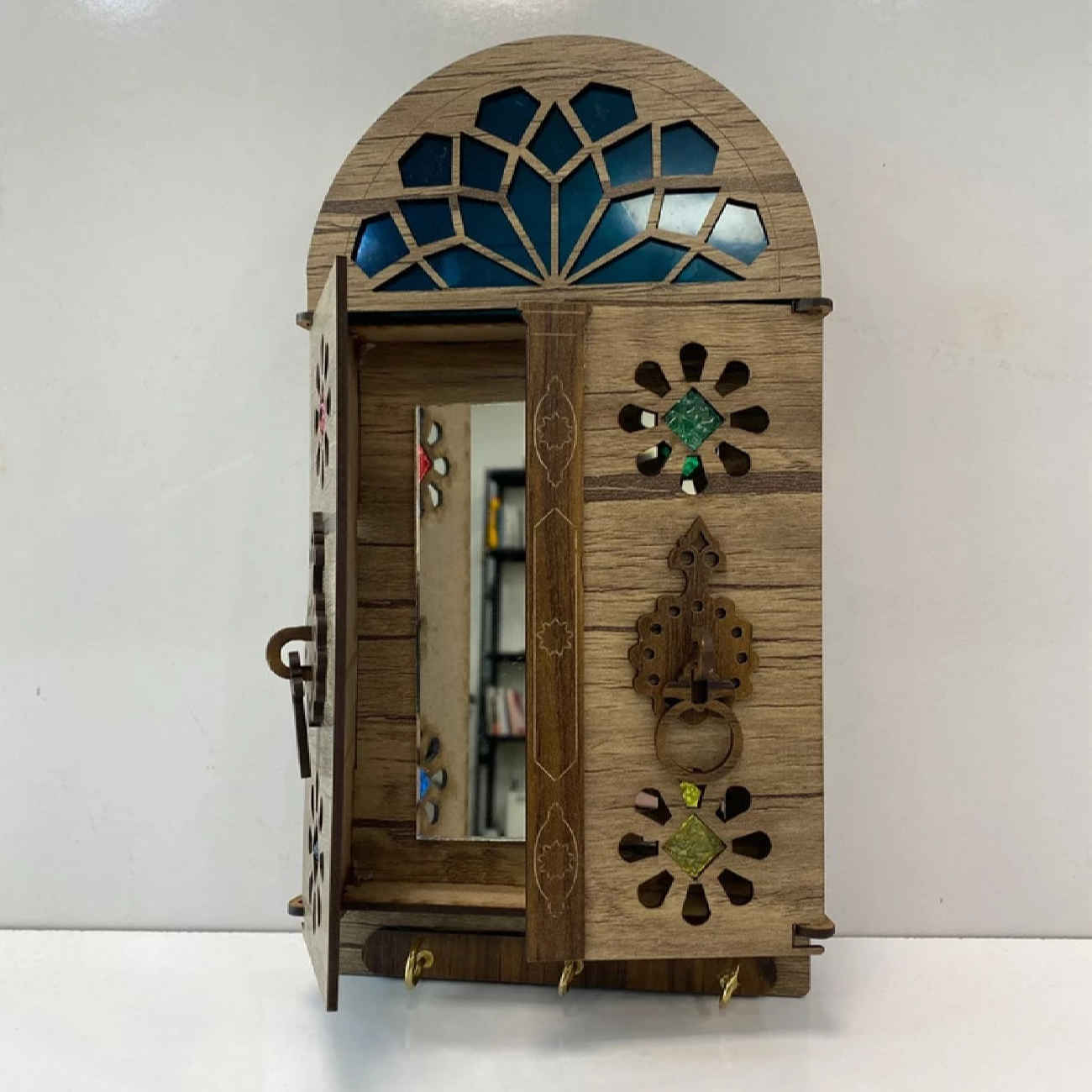 Handcrafted Persian Wooden Wall Key Holder with Traditional Style ...