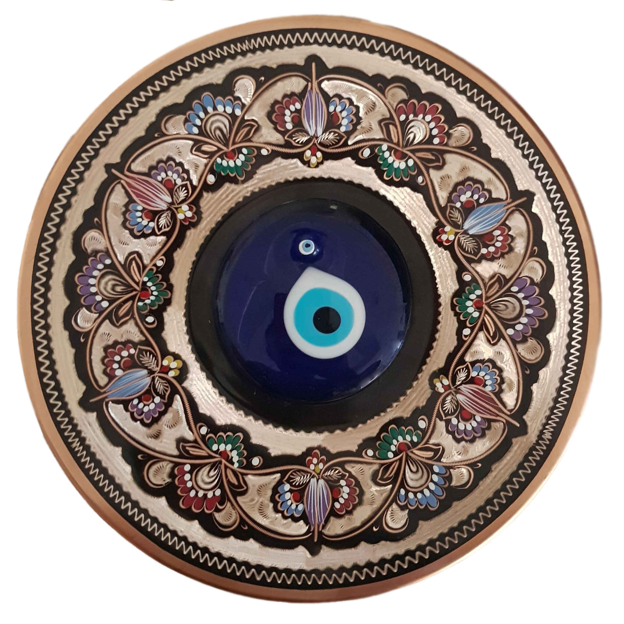 Decorative Copper Plate Hand-Painted Persian Minakari Enamel Technique ...