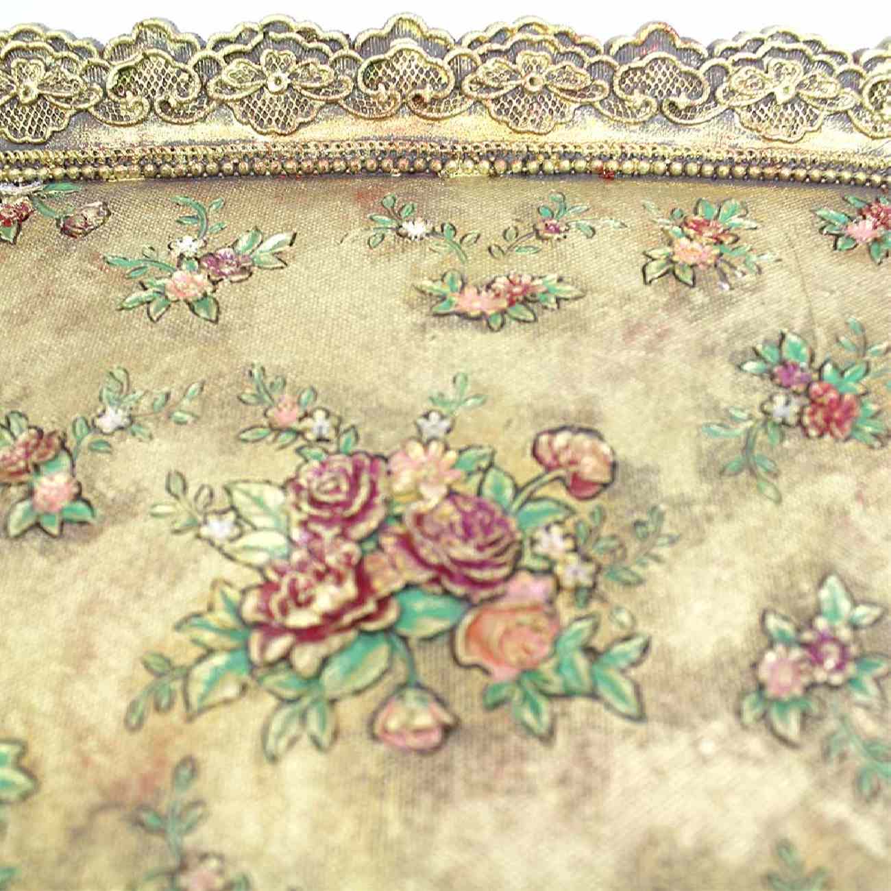 Decorative Polyester Footed Tray Traditional Floral Design - ShopiPersia