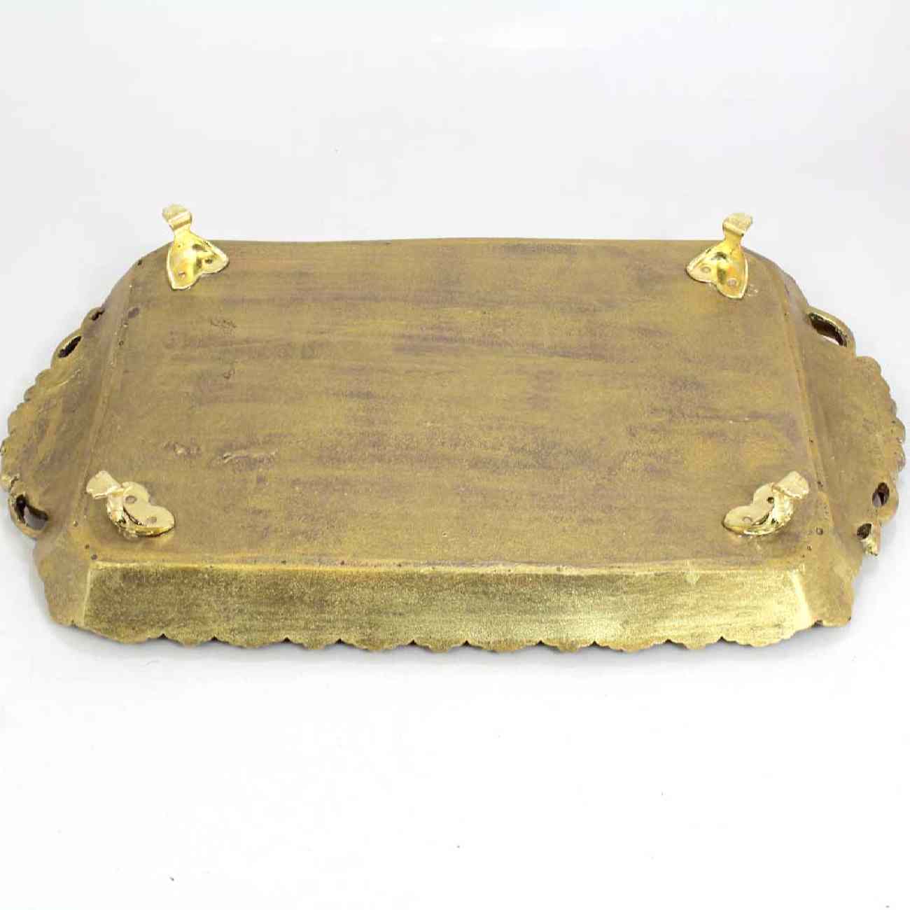 Decorative Polyester Footed Tray Traditional Floral Design - ShopiPersia