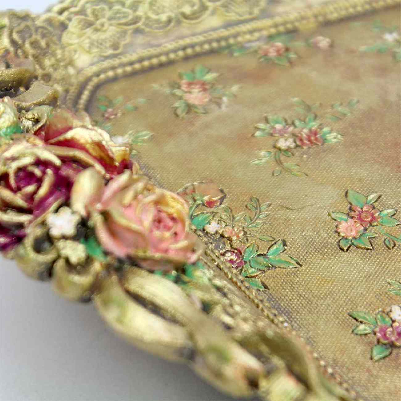 Decorative Polyester Footed Tray Traditional Floral Design - ShopiPersia
