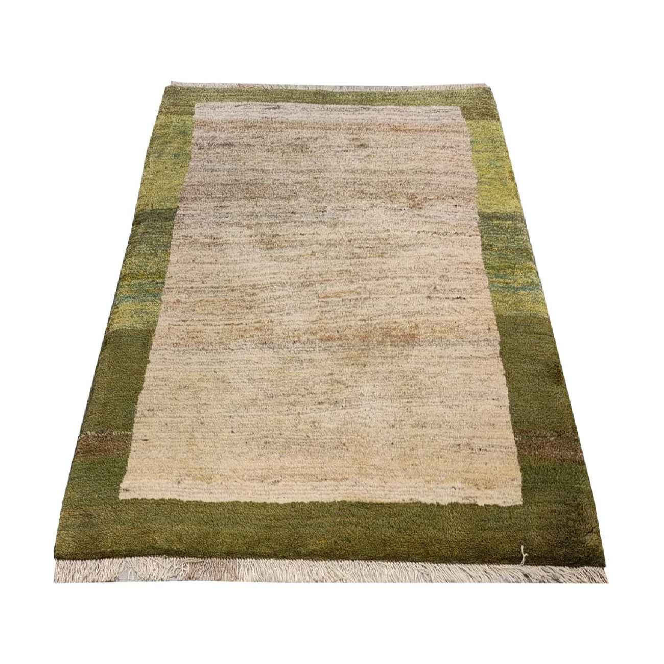 Genuine Persian Gabbeh Wool Rug Handwoven Bordered Cream - ShopiPersia