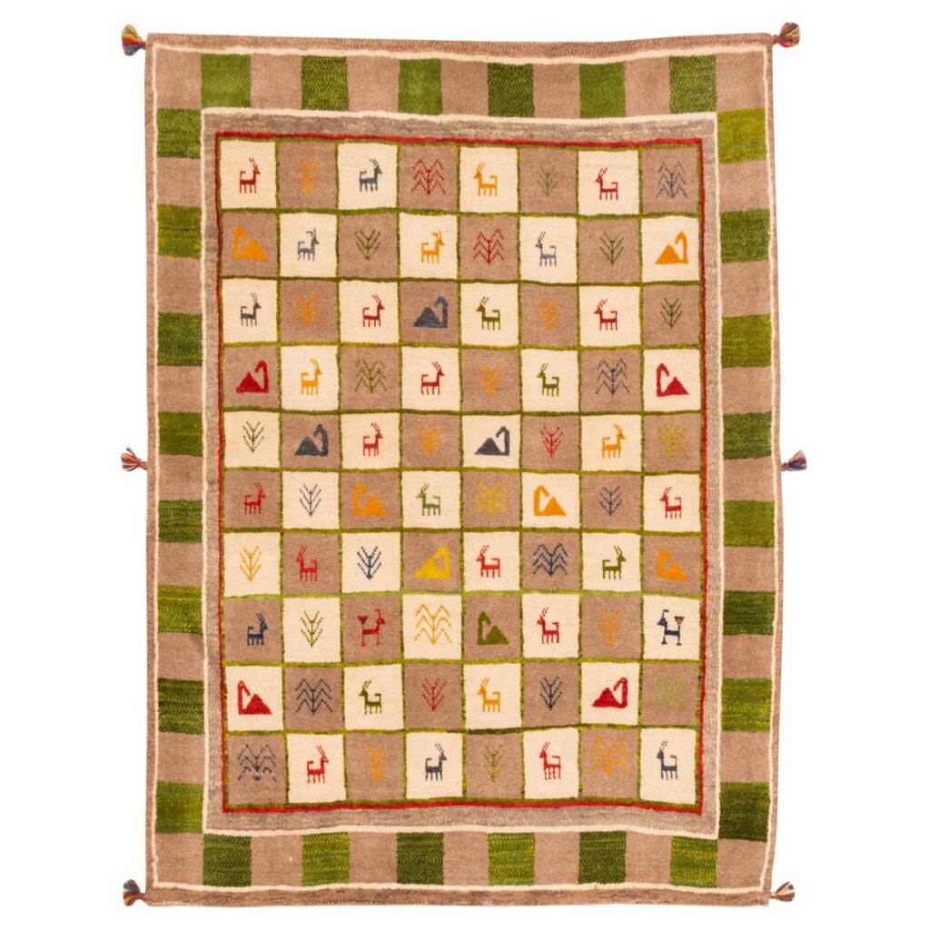 Persian Gabbeh Wool Rug Handwoven in Fars with Animal Motifs - ShopiPersia