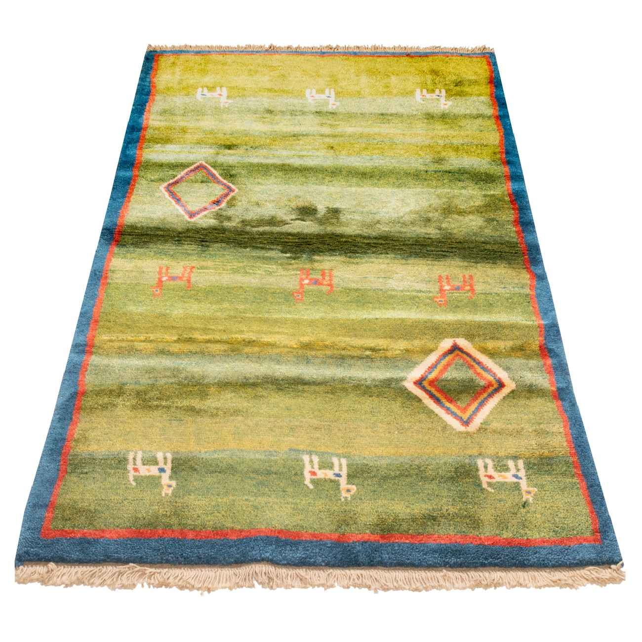 Persian Gabbeh Wool Rug Handwoven in Fars Animal Motifs - ShopiPersia