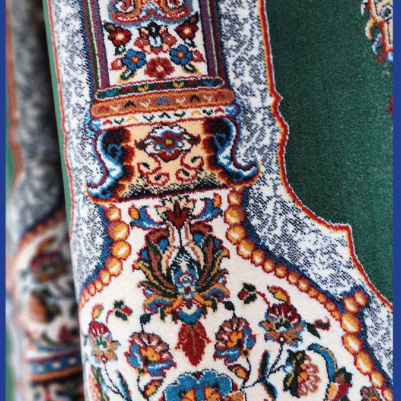Islamic Mosque Carpet with Mihrab Design - Cotton Green, 5 Meters ...