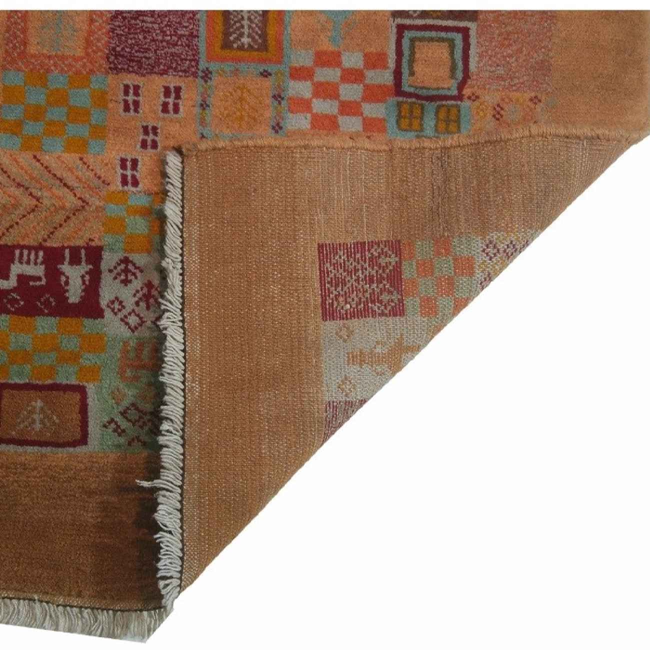 Genuine Persian Gabbeh Wool Rug Handwoven Kashkuli Checkered - ShopiPersia