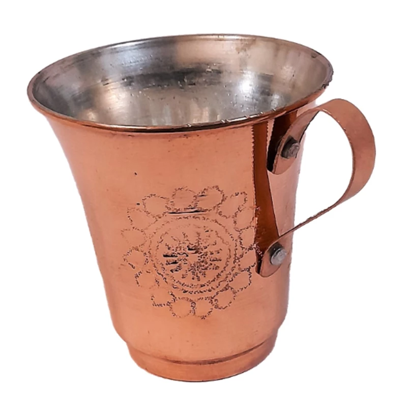 Persian Copper Cup Hammered for Cold Drinks Floral Design - ShopiPersia