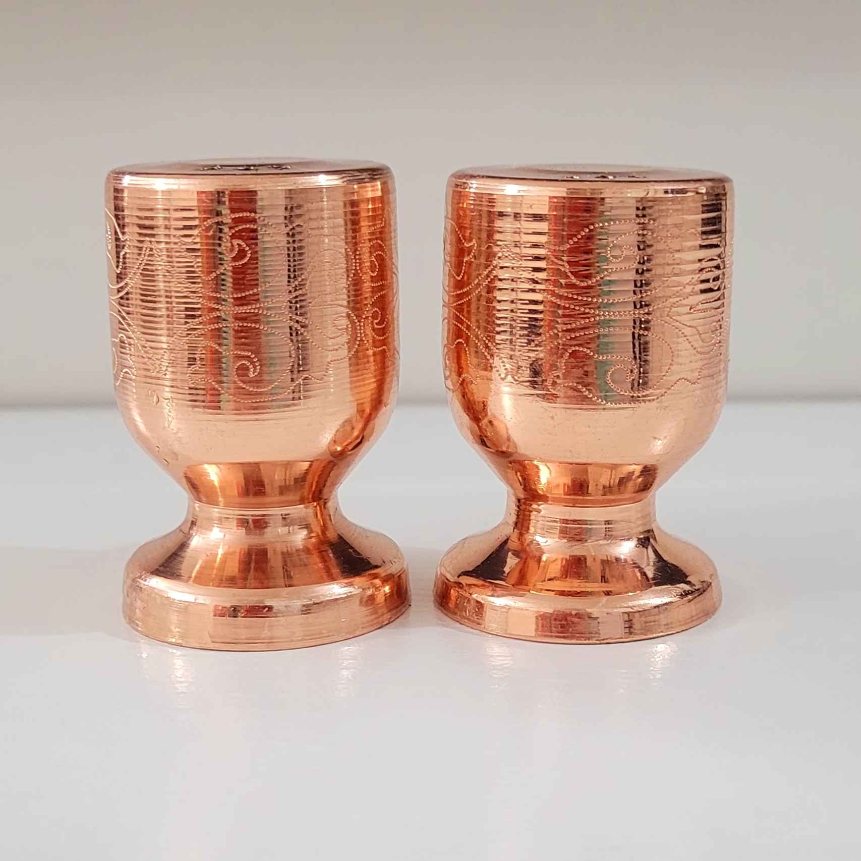 Persian Copper Salt & Pepper Shakers Set with Floral Design - ShopiPersia
